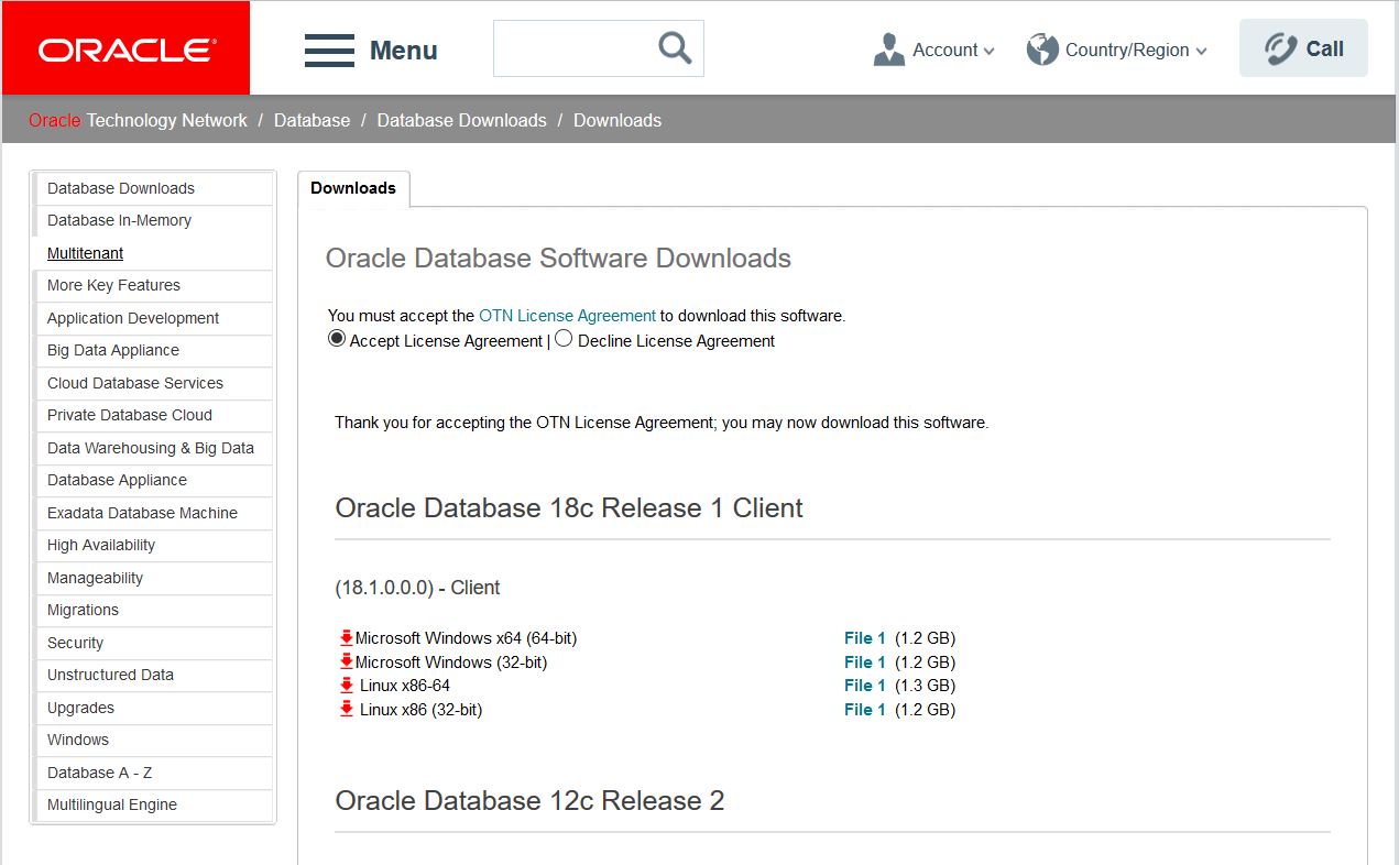 Oracle Database 18c Client Released Oracle Help 8158